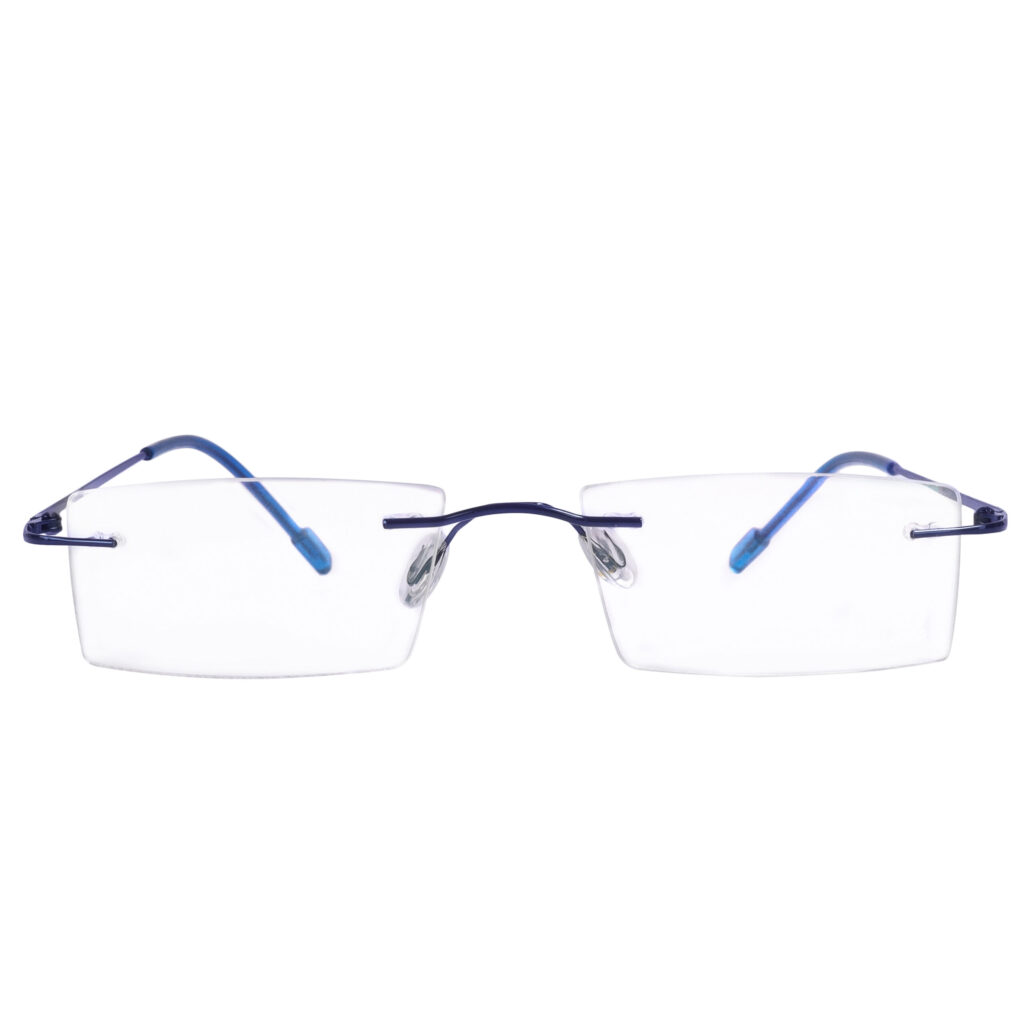 Rimless Blue Rectangle Frame For Men And Women - ARN Optical